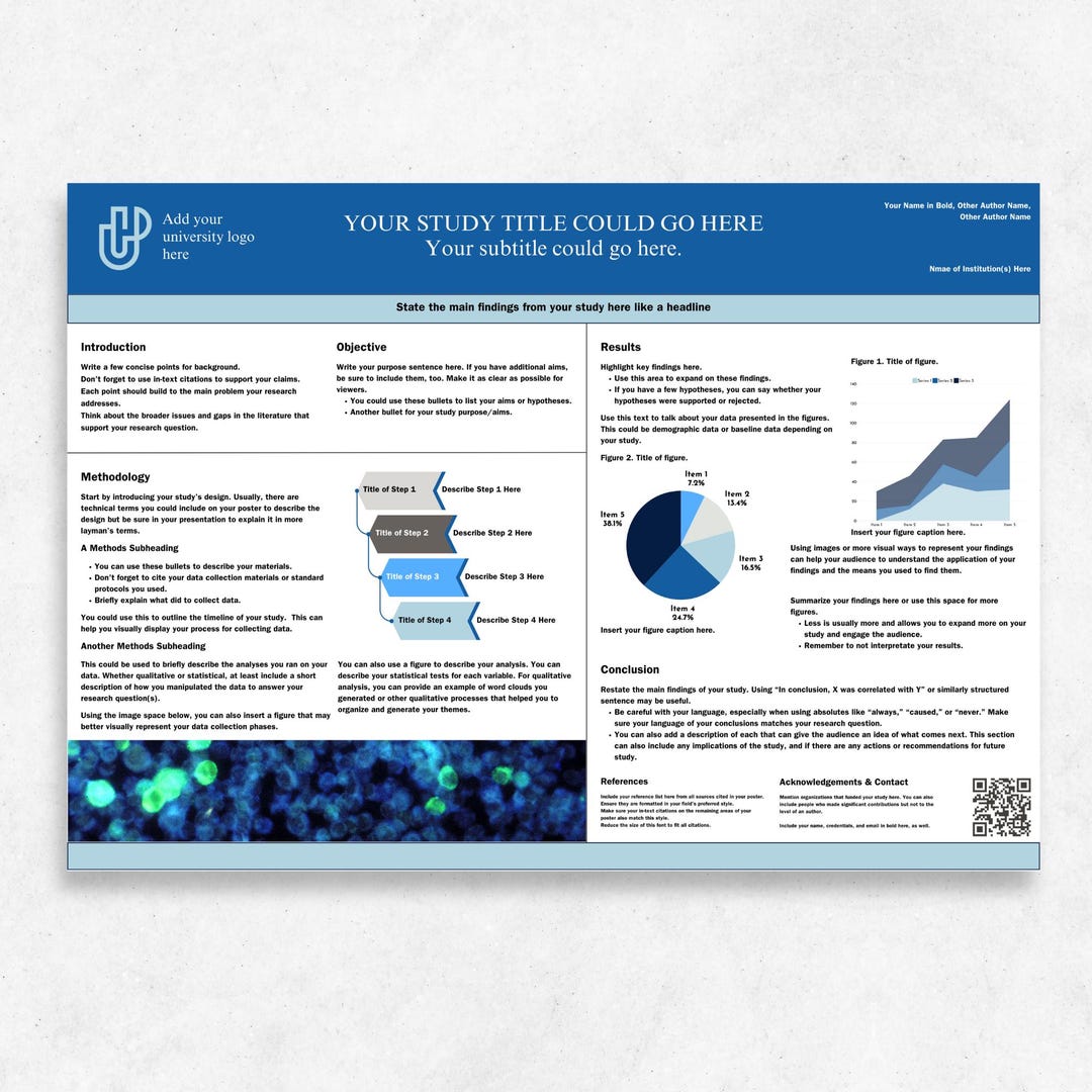 Blue Academic Poster Template A0, Powerpoint Template for Scientific ...