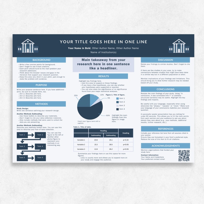 Dark Blue Academic Poster Template A0, Powerpoint Template for ...