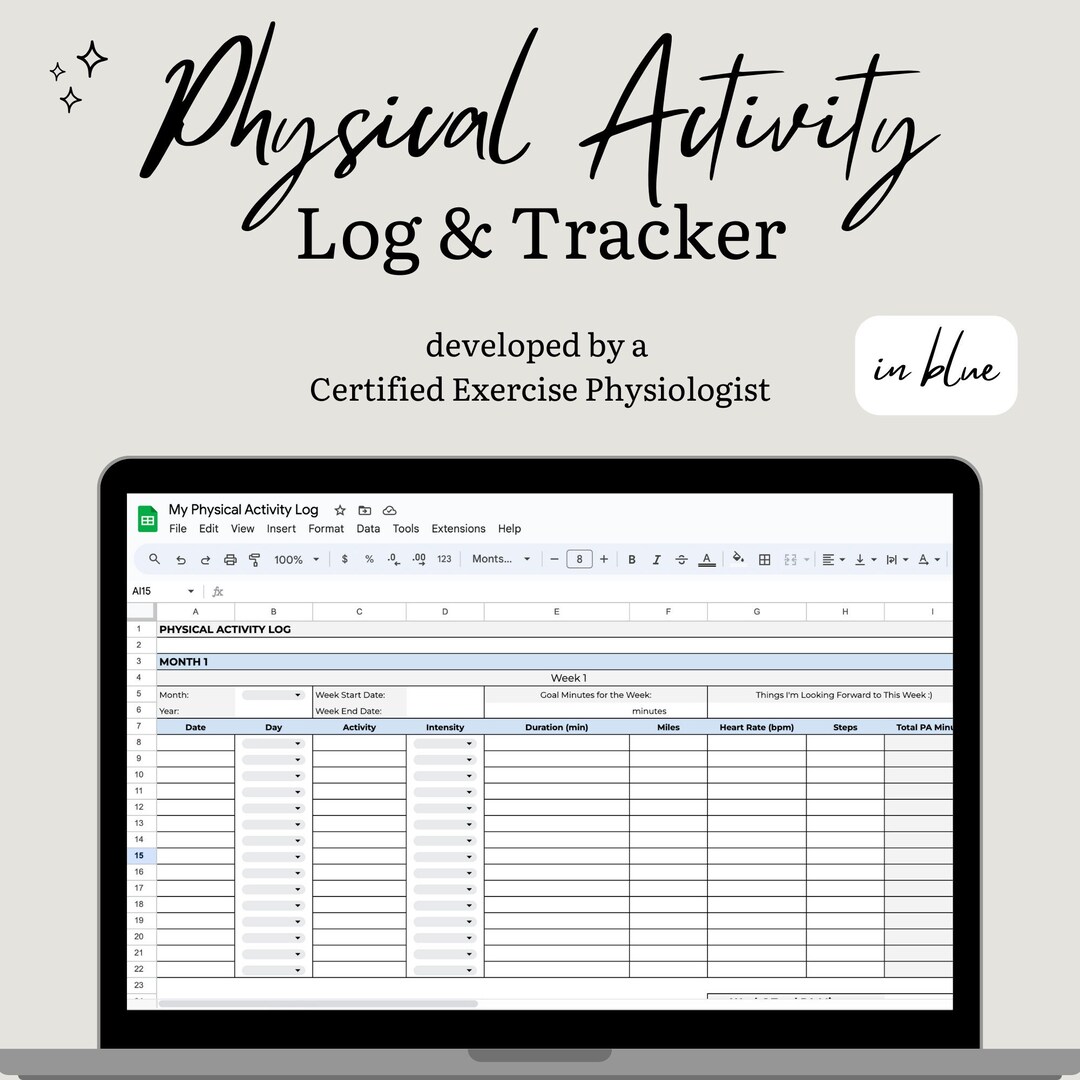 Google Sheets Physical Activity Log, Fitness Tracker (digital Download ...