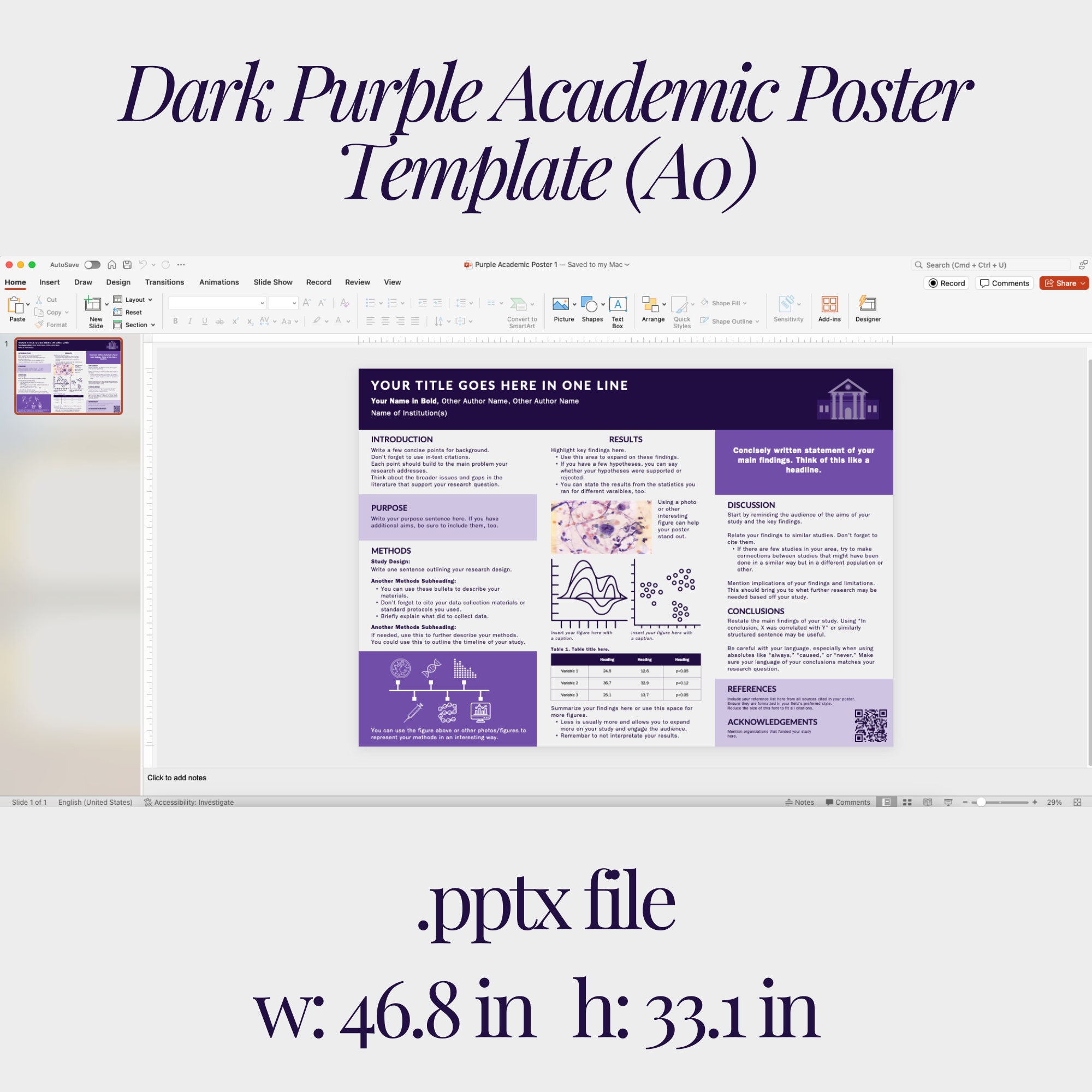 Purple Academic Poster Template A0, Powerpoint Template for Scientific ...