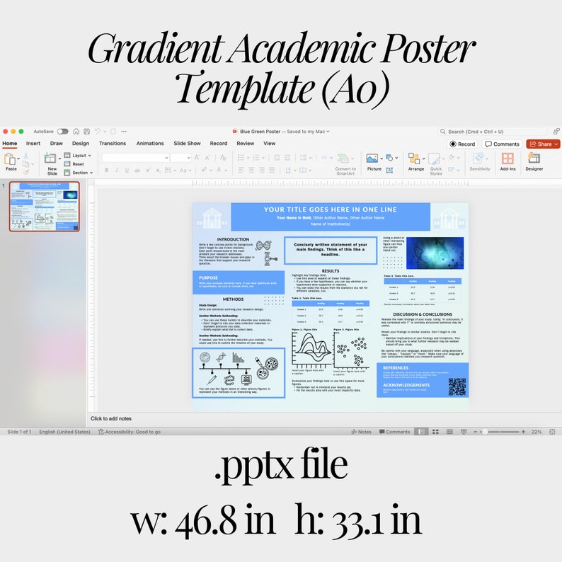 Academic Research Poster Template, Gradient Powerpoint (PPTX Digital ...