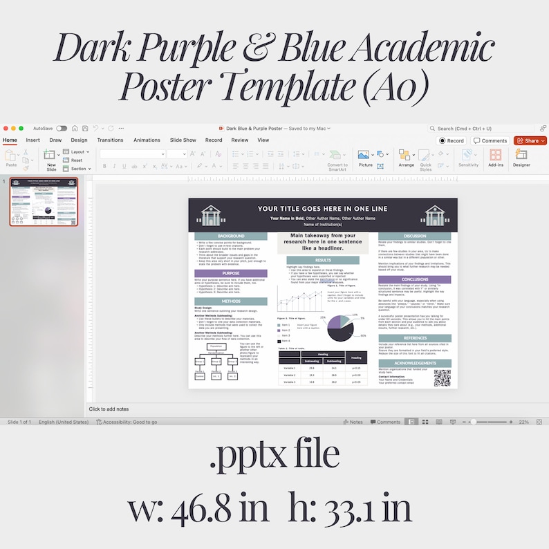 Dark Purple Academic Poster Template A0, Powerpoint Template for ...