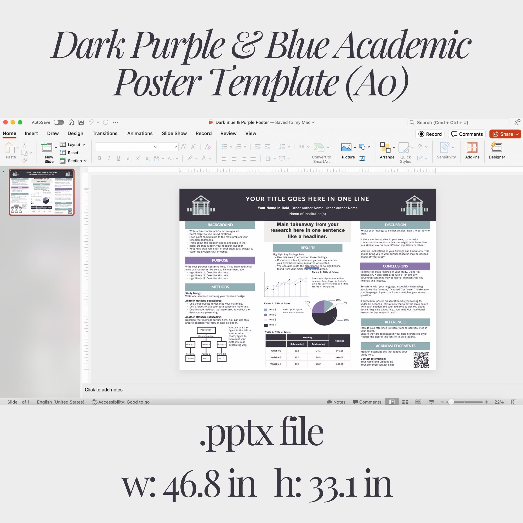 Dark Purple Academic Poster Template A0, Powerpoint Template for ...