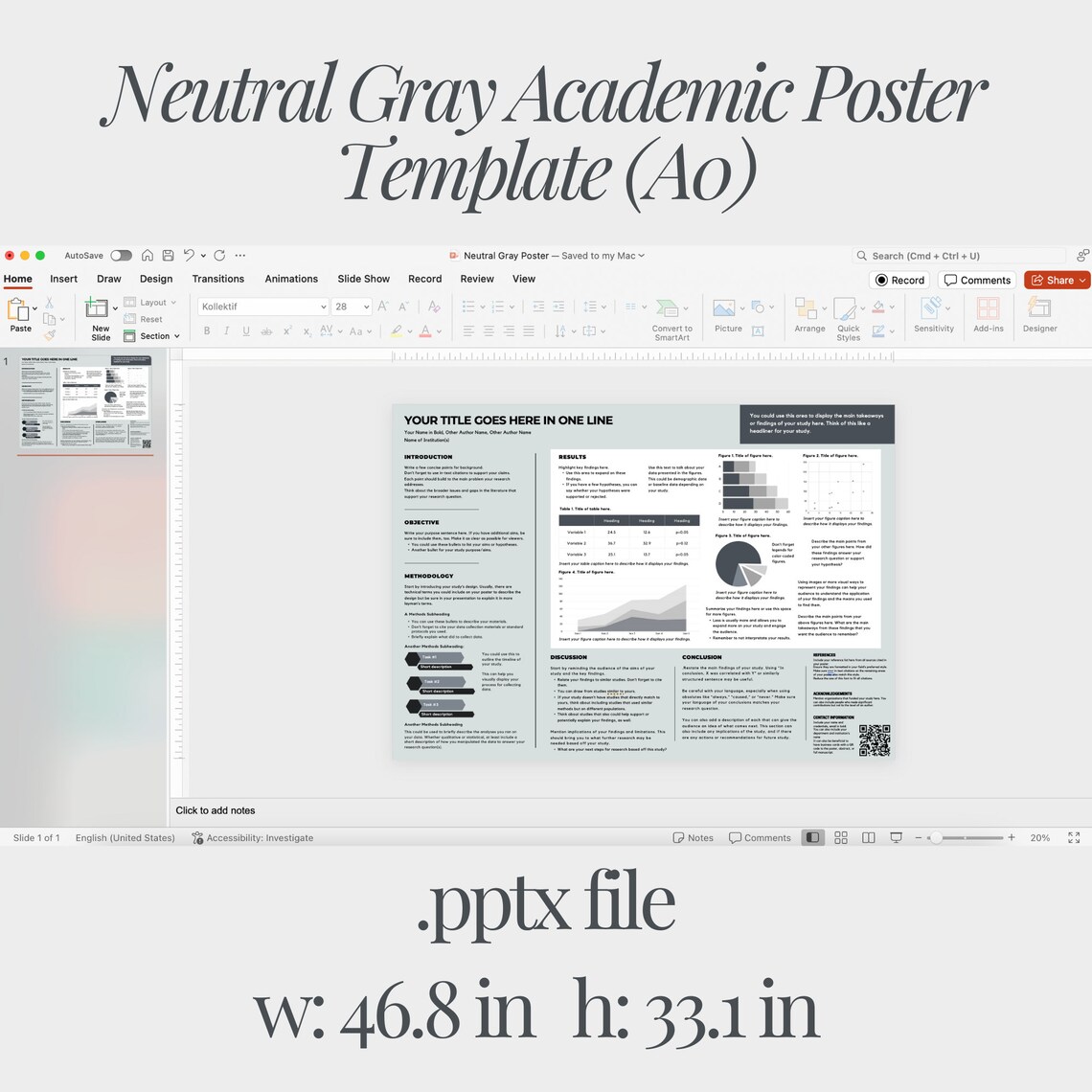 Neutral Gray Academic Poster Template A0, Powerpoint Template for ...