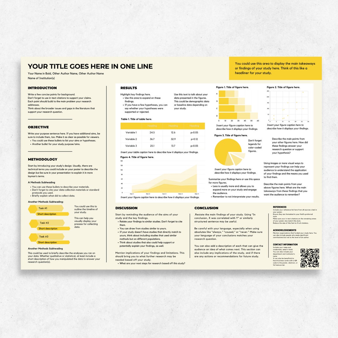 Yellow Academic Poster Template A0, Powerpoint Template for Scientific ...