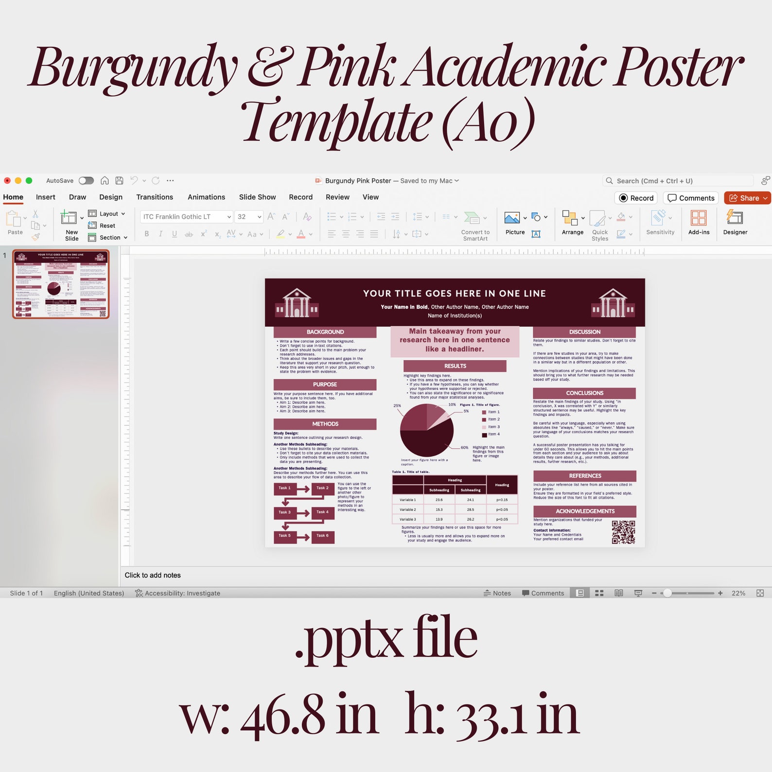 Pink Academic Poster Template, Scientific Conference Presentation (PPTX ...