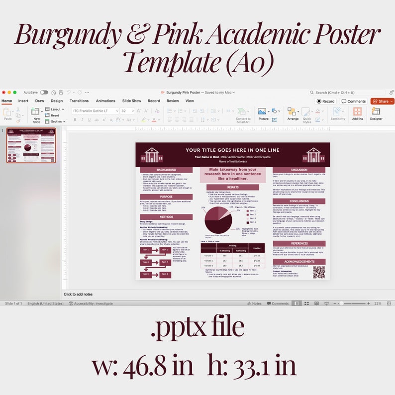 Dark and Pink Academic Poster Template A0, Powerpoint Template for ...