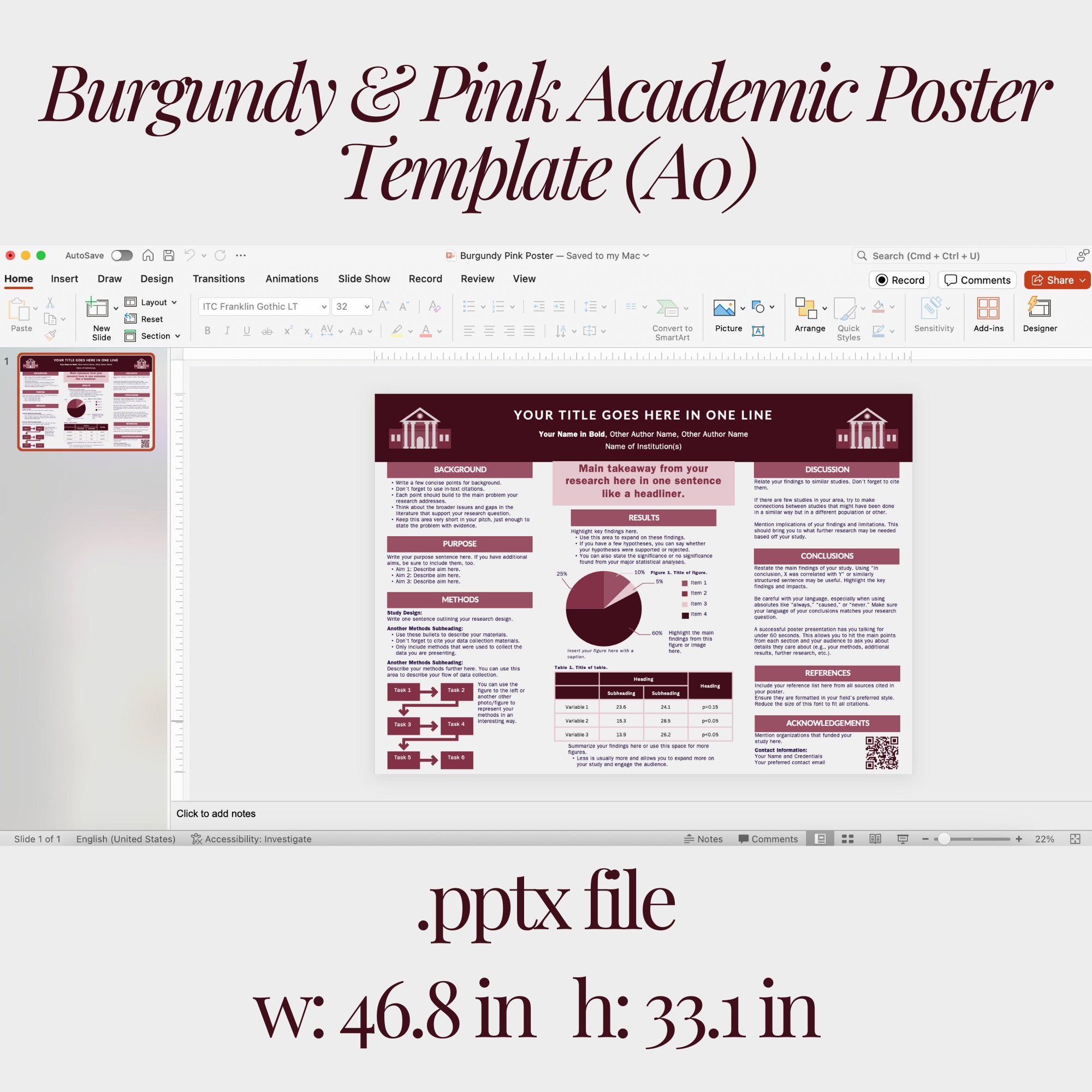Dark and Pink Academic Poster Template A0, Powerpoint Template for ...