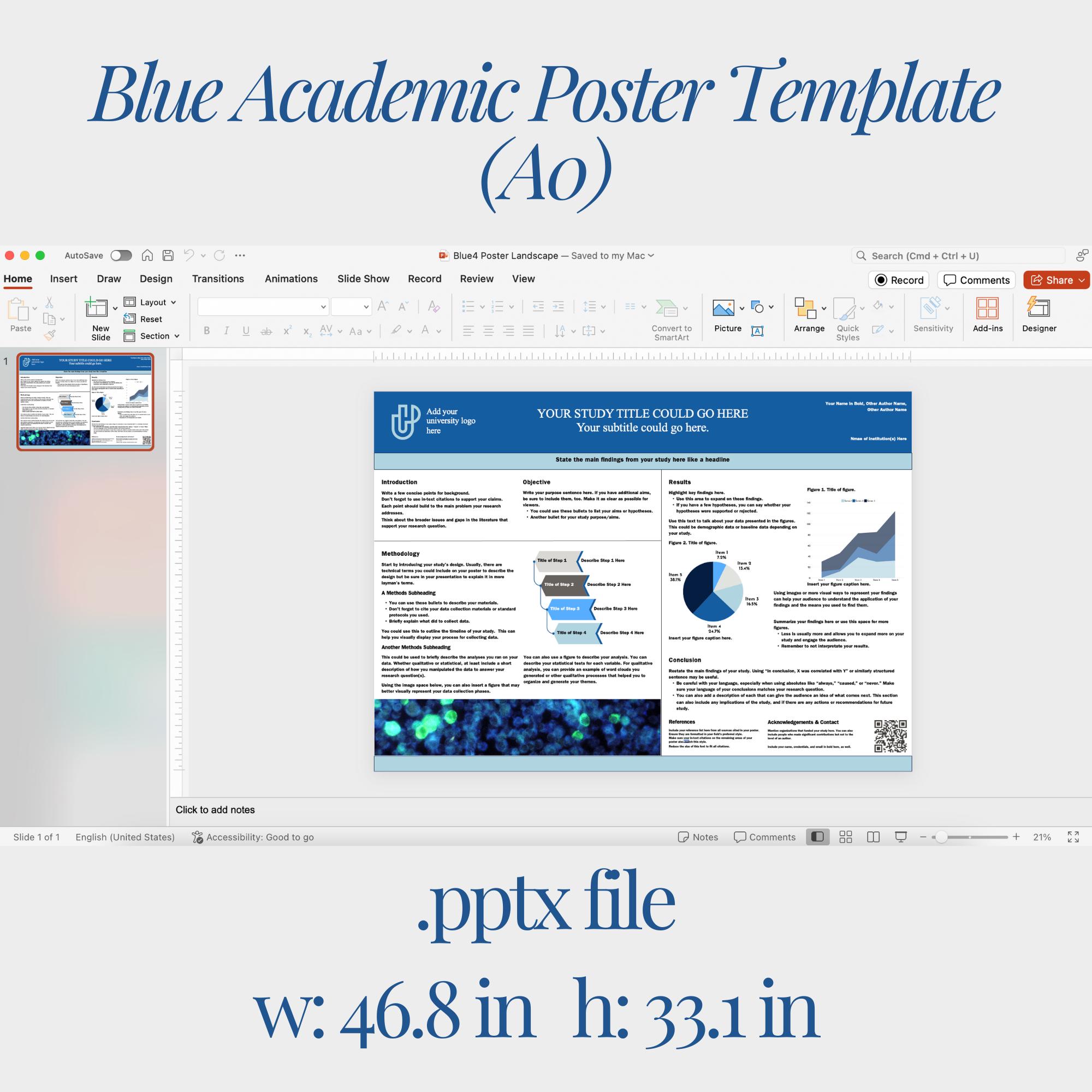 Blue Academic Research Poster Template, Scientific Conference (PPTX) - Etsy