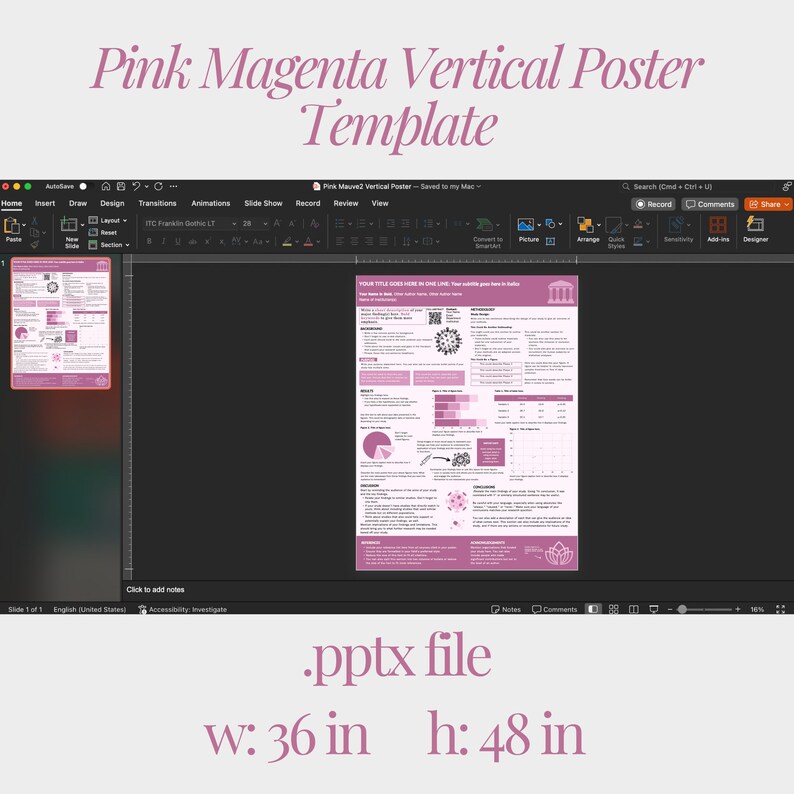 Pink Magenta Vertical Poster Template A0, Powerpoint Template for ...