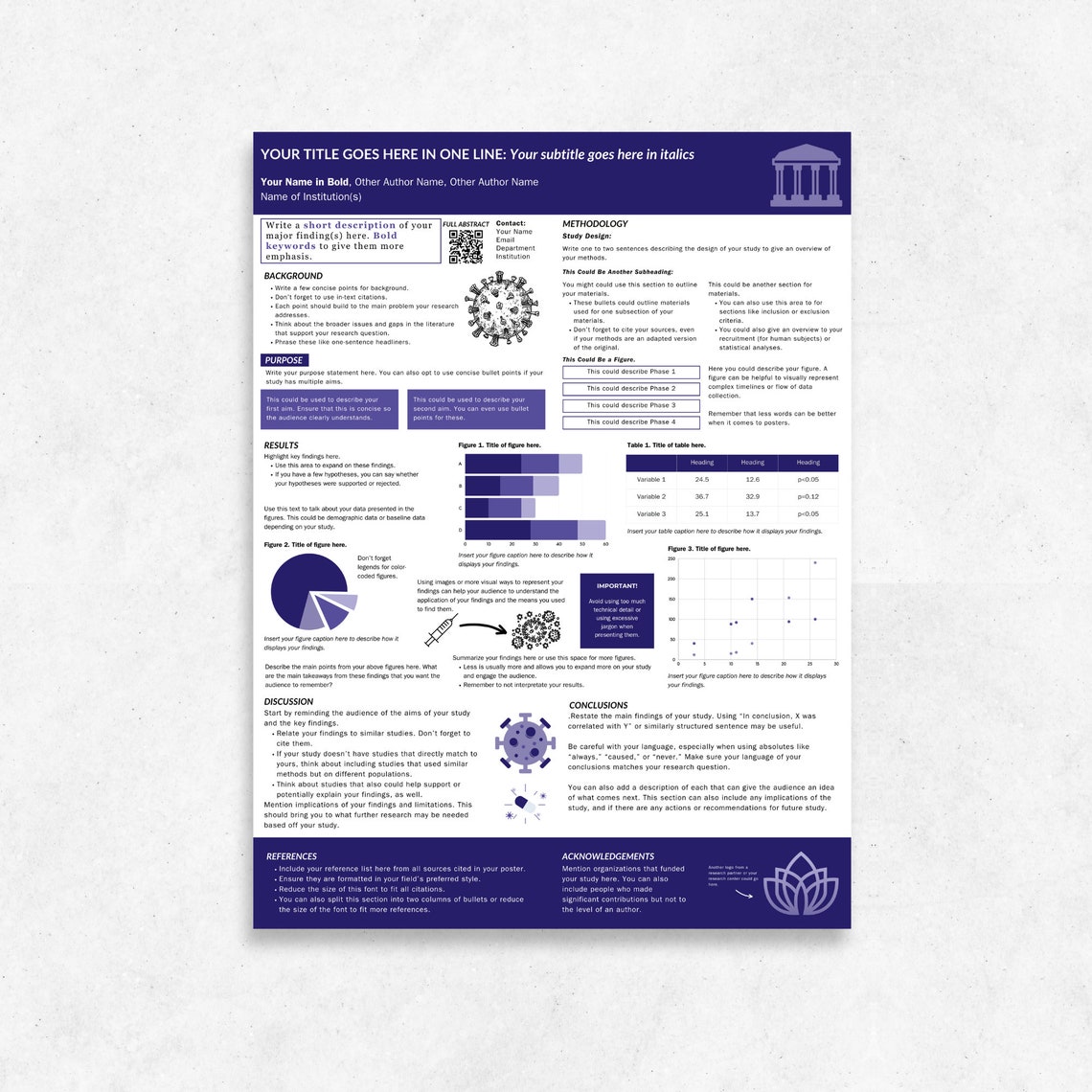 Purple Vertical Academic Poster Template A0, Powerpoint Template for ...