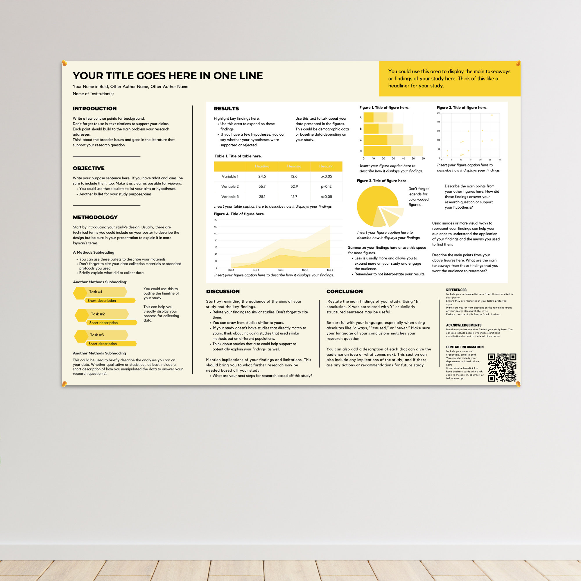 Yellow Academic Poster Template A0, Powerpoint Template for Scientific ...