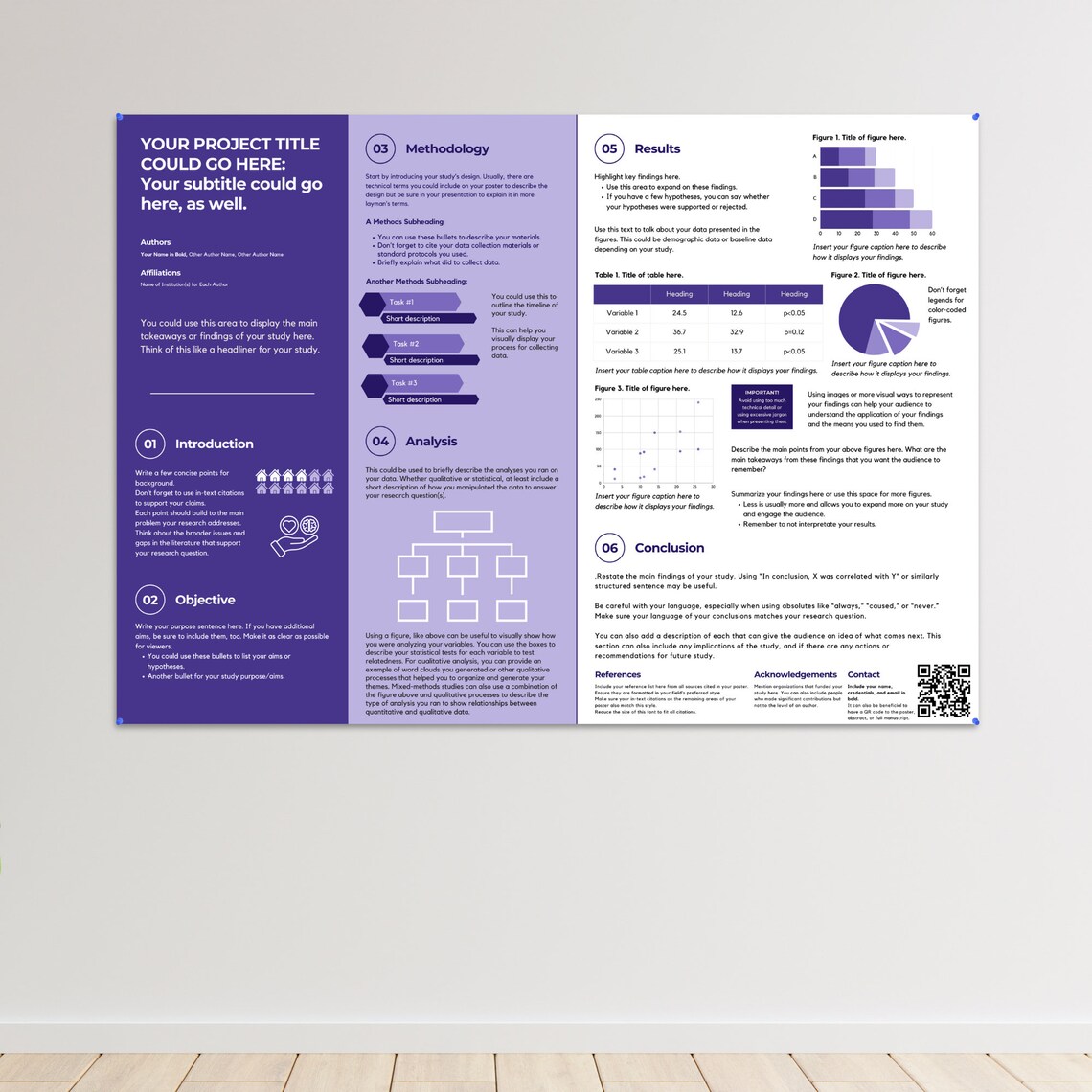 Purple Academic Poster Template A0, Powerpoint Template for Scientific ...