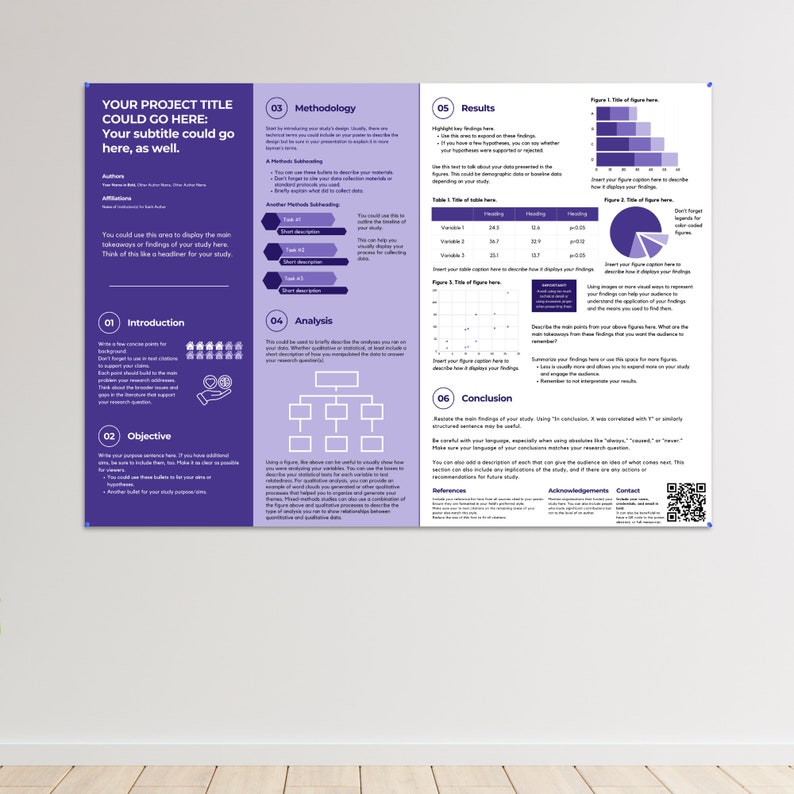 Purple Academic Poster Template A0, Powerpoint Template for Scientific ...