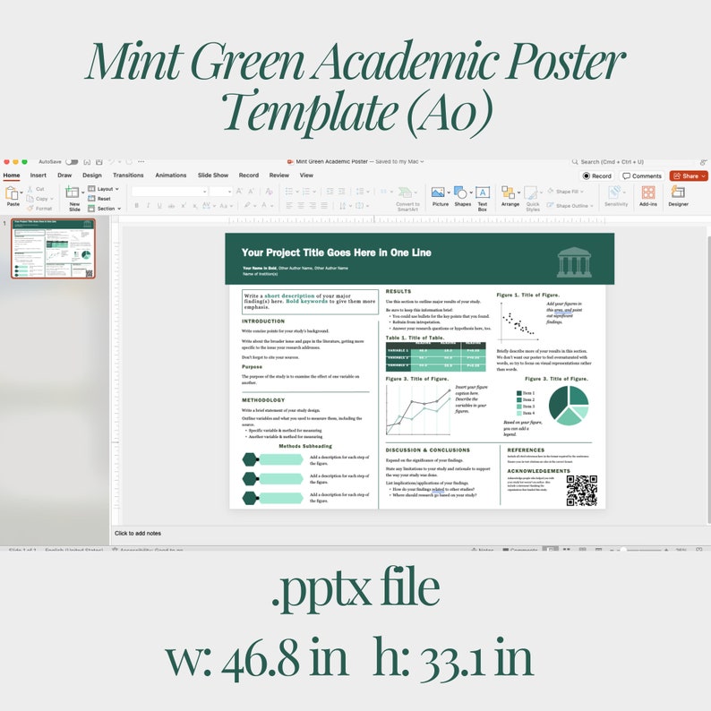 Green Academic Poster Template A0, Powerpoint Template for Scientific ...