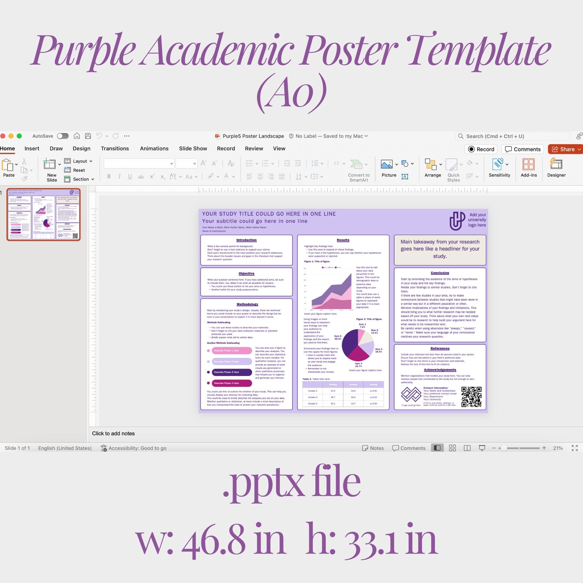 Purple and Pink Academic Poster Template A0, Powerpoint Template for ...