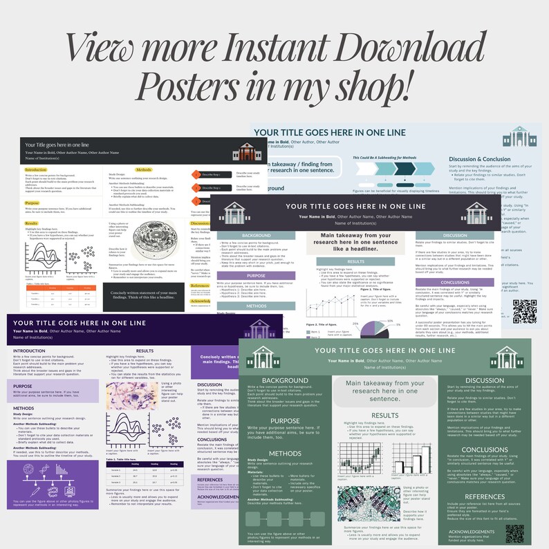 Purple & Orange Academic Poster Template (PPTX Digital Download) - Etsy