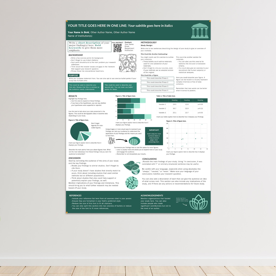 Green Vertical Academic Poster Template, Scientific Conference (PPTX ...
