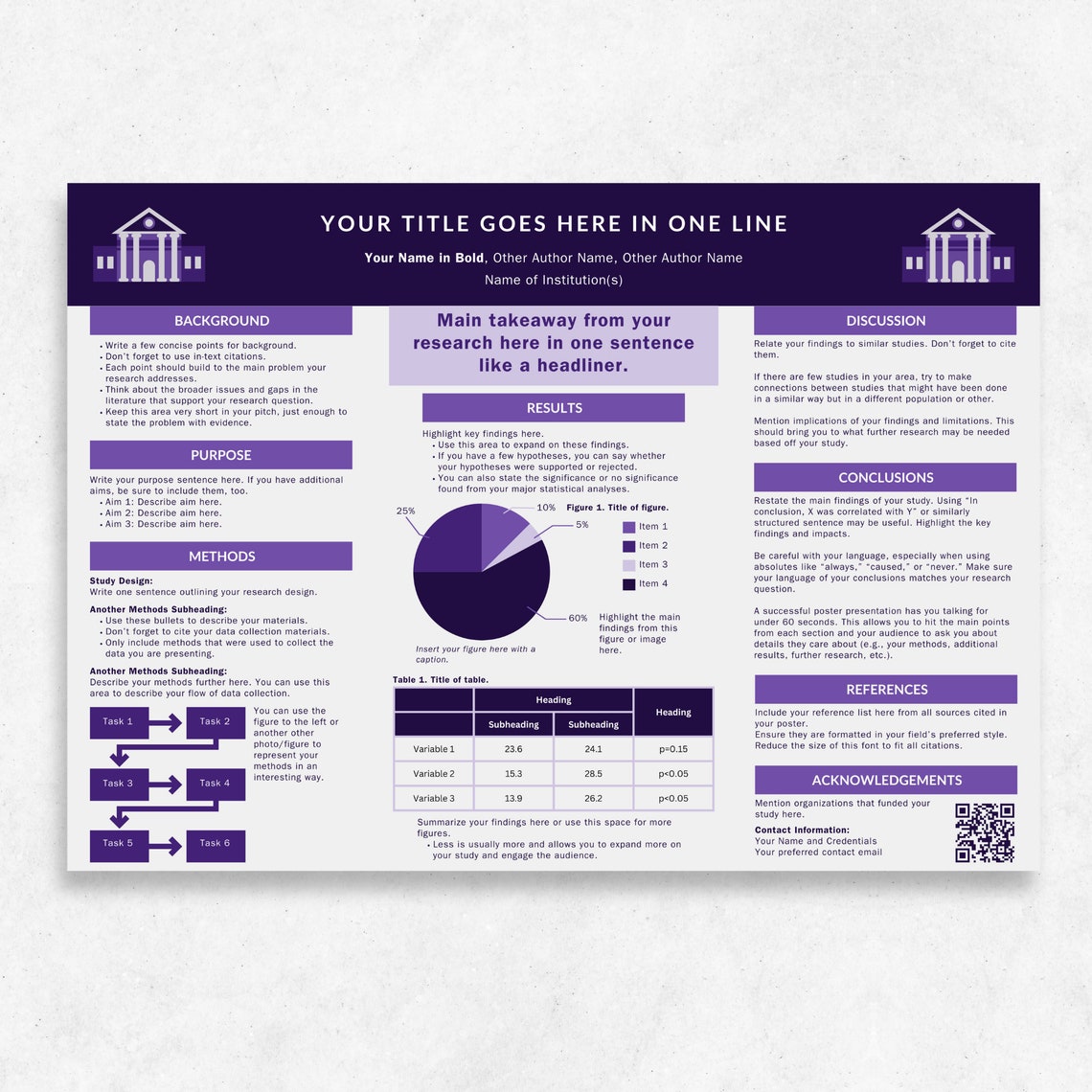 Dark Purple Academic Poster Template A0, Powerpoint Template for ...