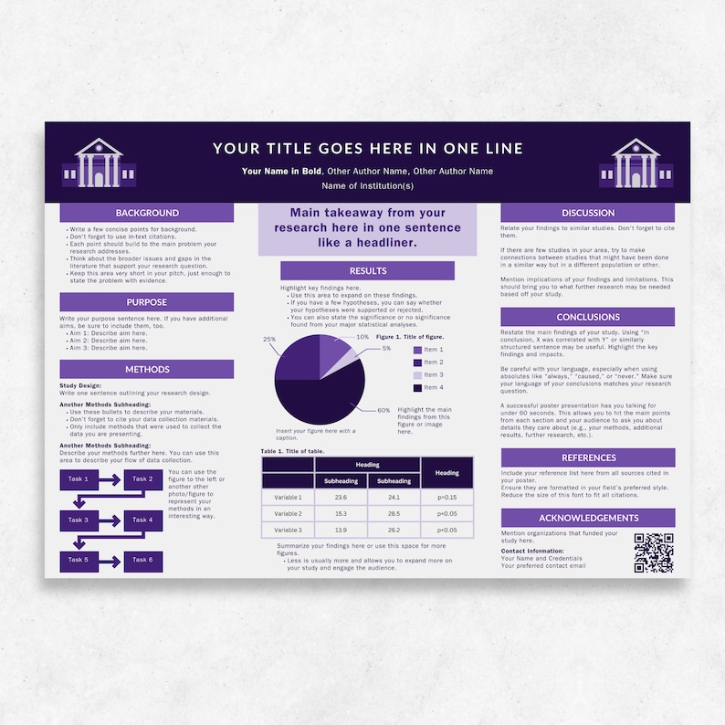 Dark Purple Academic Poster Template A0, Powerpoint Template for ...