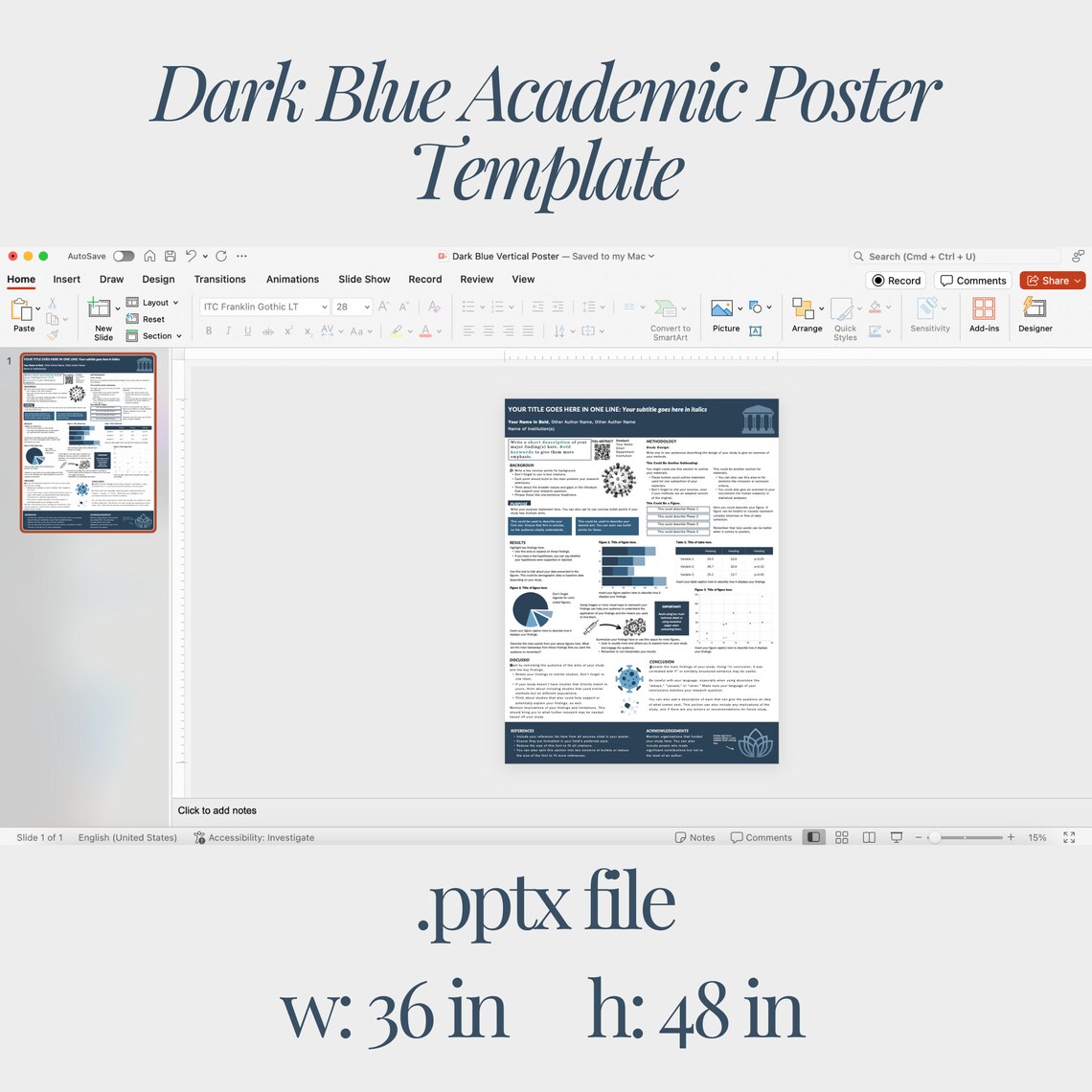 Dark Blue Academic Poster Template A0, Powerpoint Template for ...