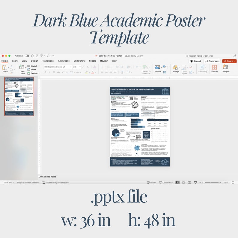 Dark Blue Academic Poster Template A0, Powerpoint Template for ...
