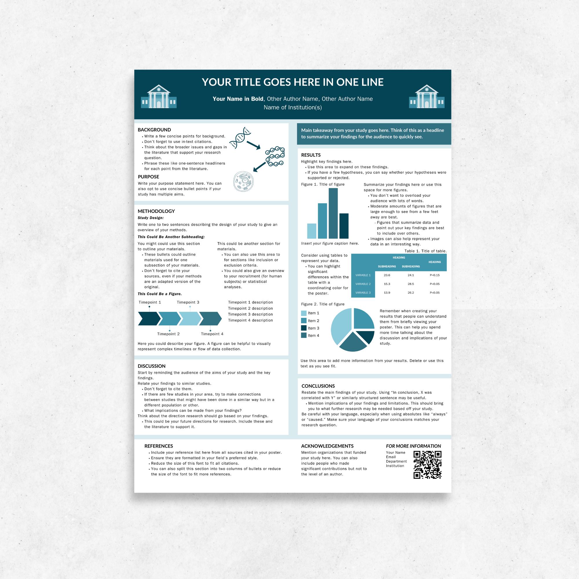 Teal Academic Poster Template, Vertical Presentation (PPTX File) - Etsy