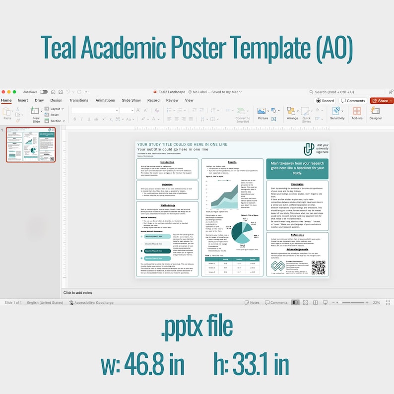Teal Academic Poster Template A0, Powerpoint Template for Scientific ...