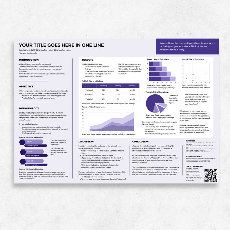 Purple Academic Poster Template A0, Powerpoint Template for Scientific ...