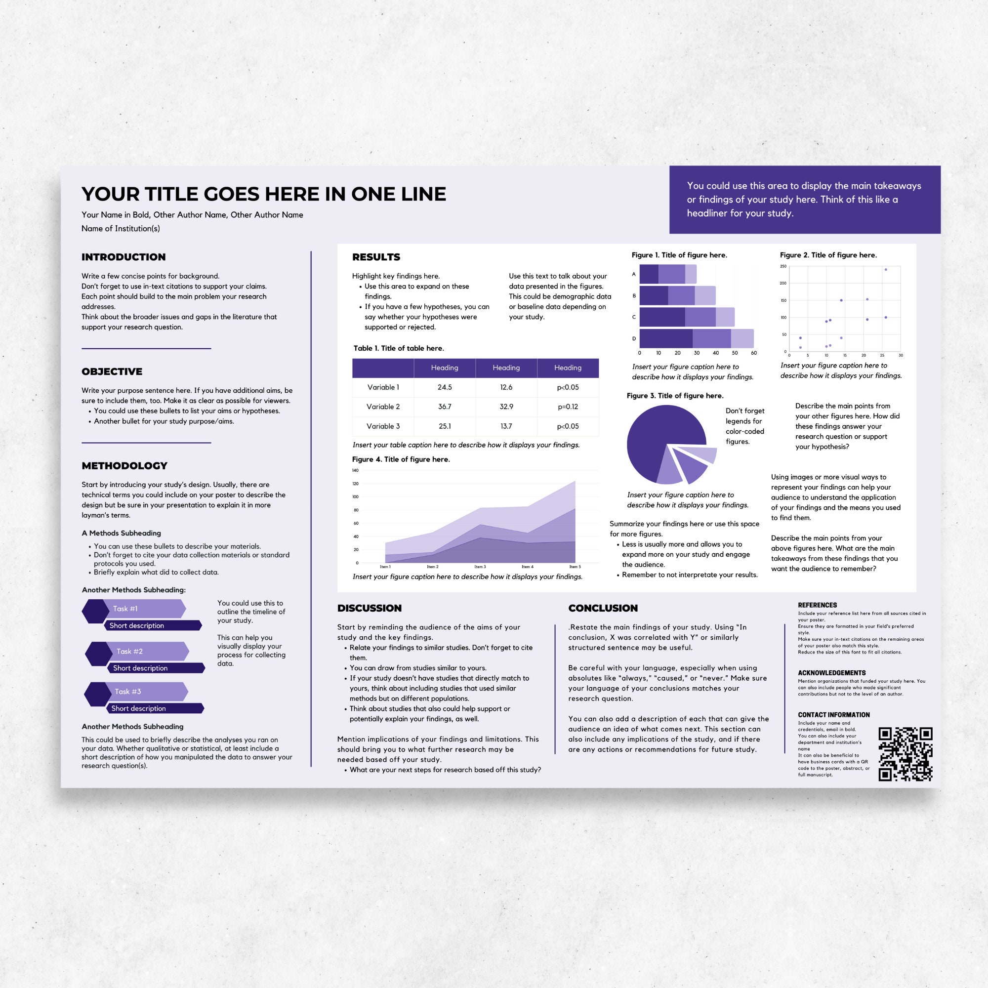 Purple Academic Poster Template A0, Powerpoint Template for Scientific ...