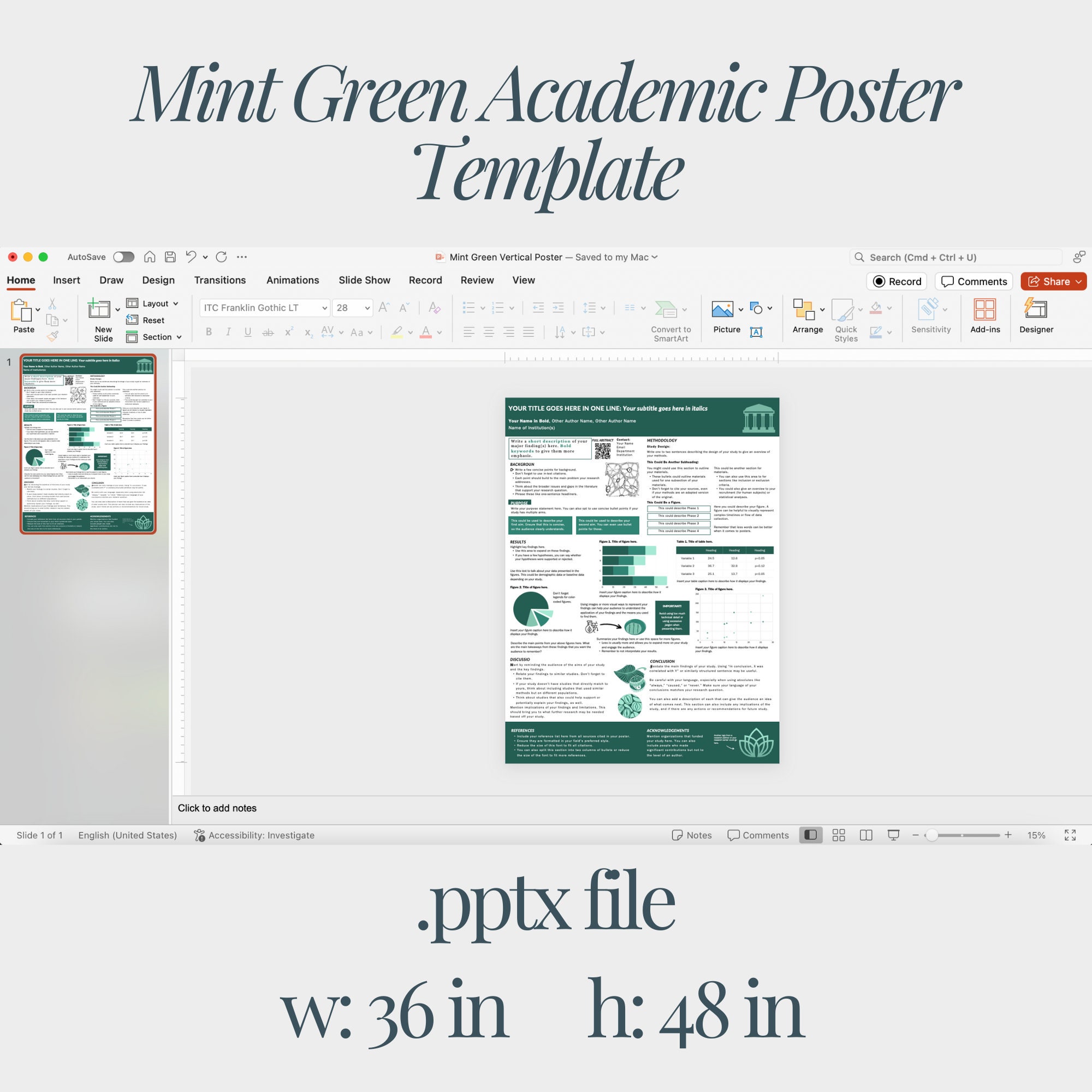 Green Vertical Academic Poster Template A0, Powerpoint Template for ...