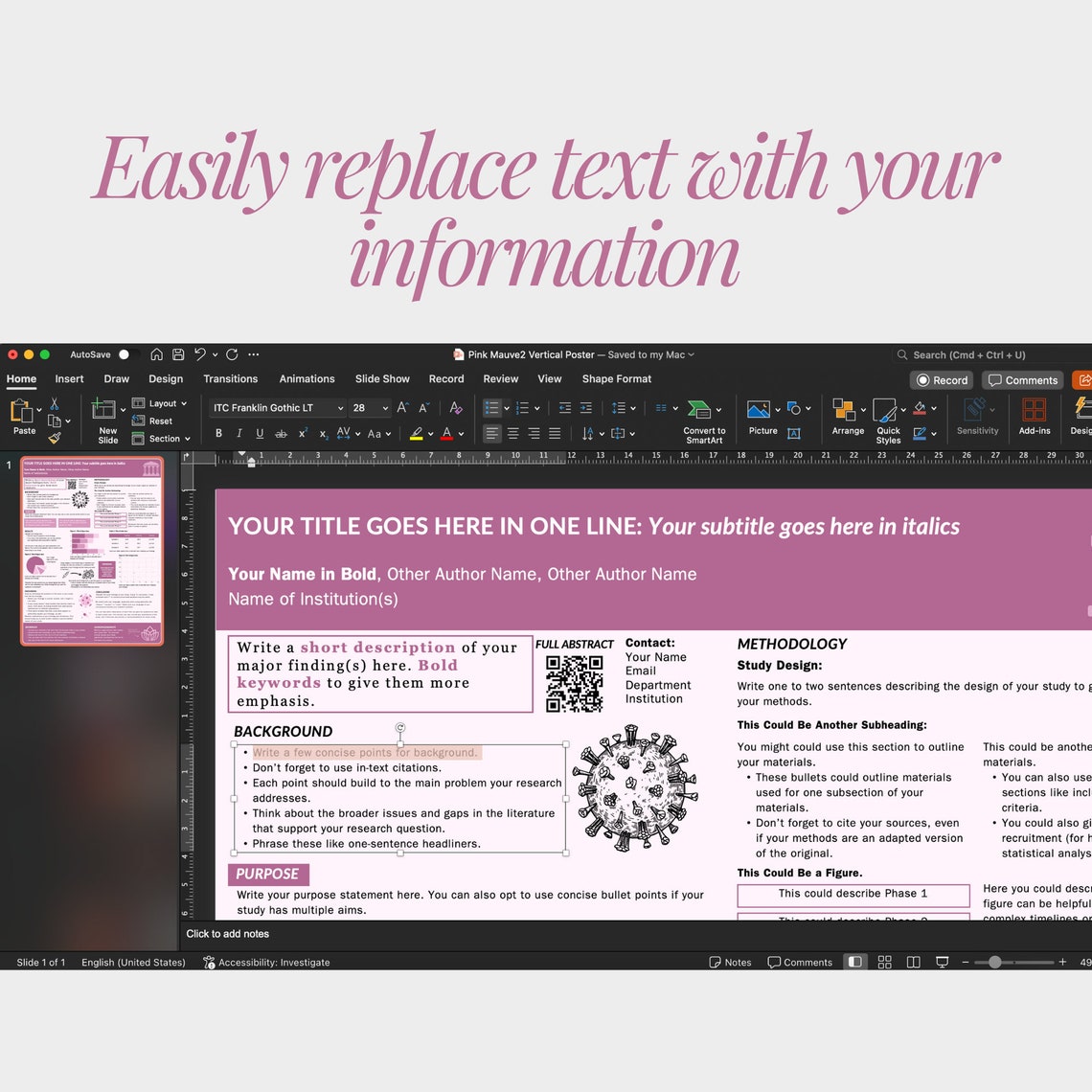 Pink Magenta Vertical Poster Template A0, Powerpoint Template for ...
