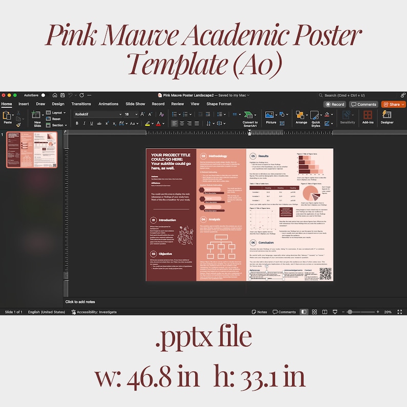 Pink Mauve Academic Poster Template A0, Powerpoint Template for ...