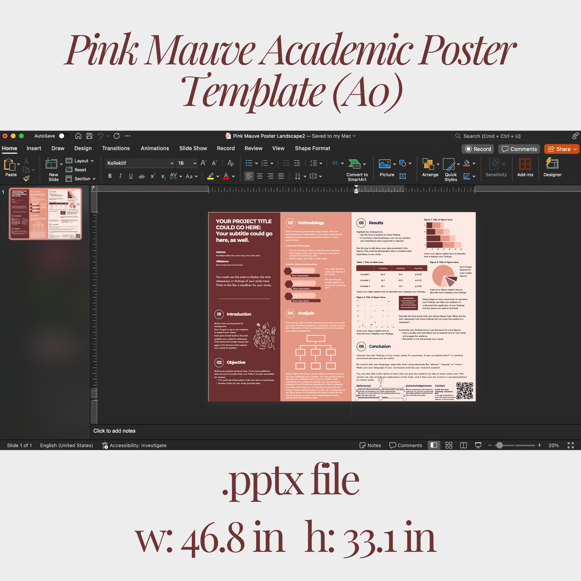Pink Mauve Academic Poster Template A0, Powerpoint Template for ...