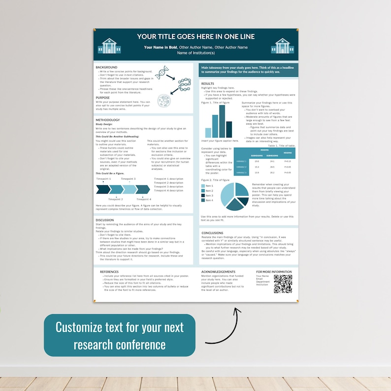 Teal Vertical Academic Poster Template A0, Powerpoint Template for ...