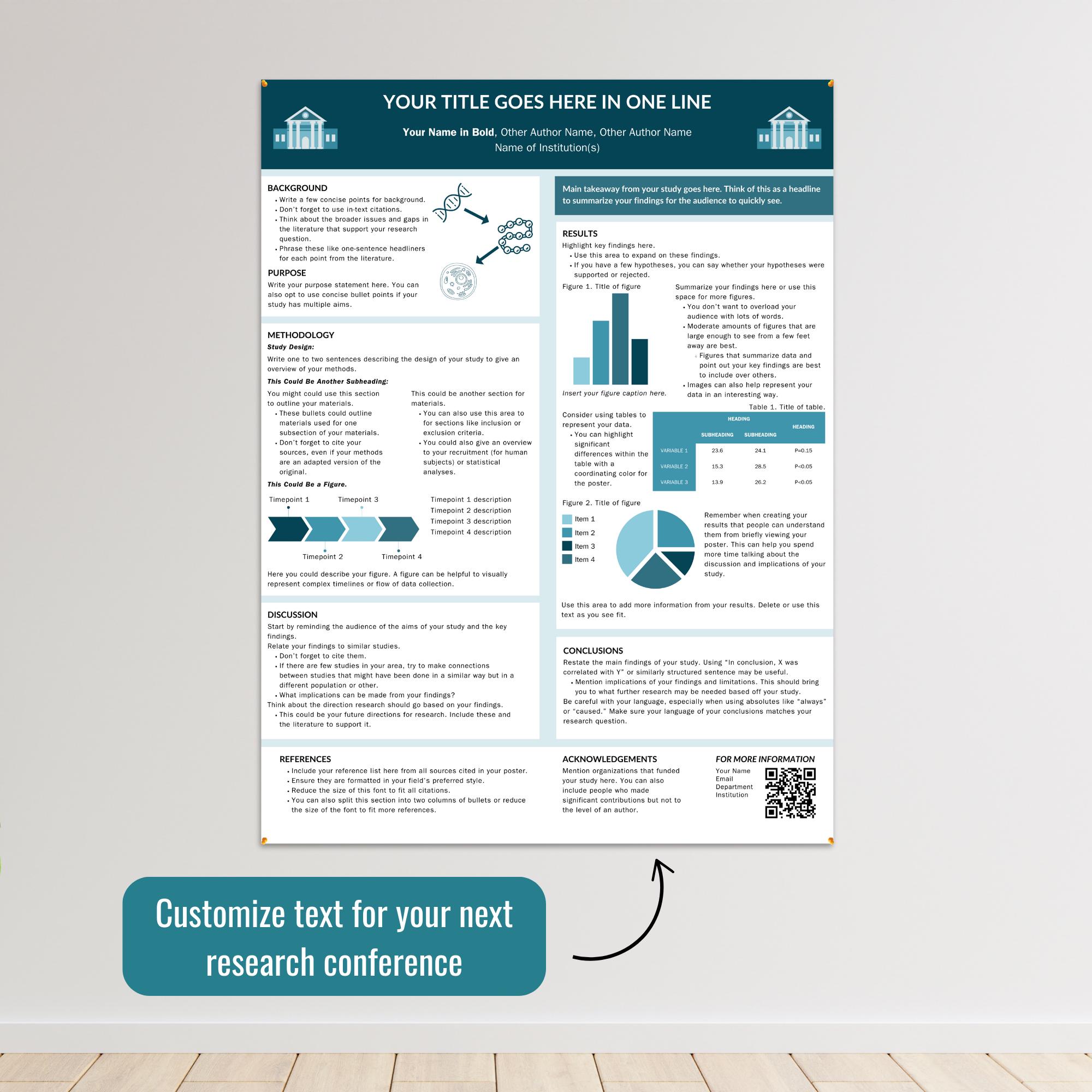 Teal Vertical Academic Poster Template A0, Powerpoint Template for ...