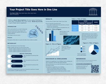 Dark Blue Academic Poster Template A0, Powerpoint Template for Scientific Conference, Research ...