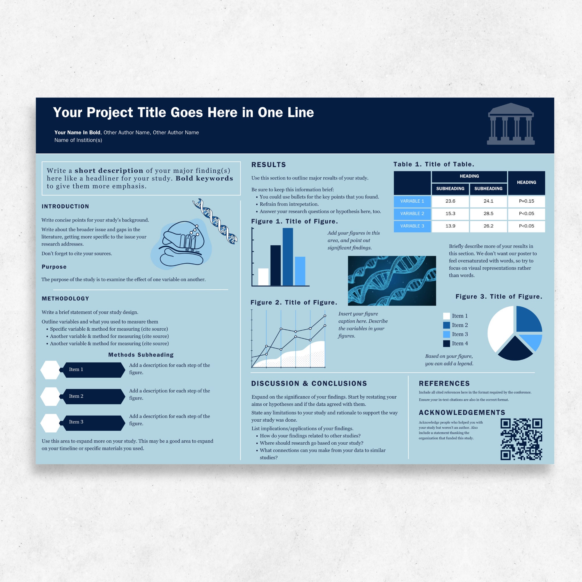 Blue Academic Poster Template A0, Powerpoint Template for Scientific ...