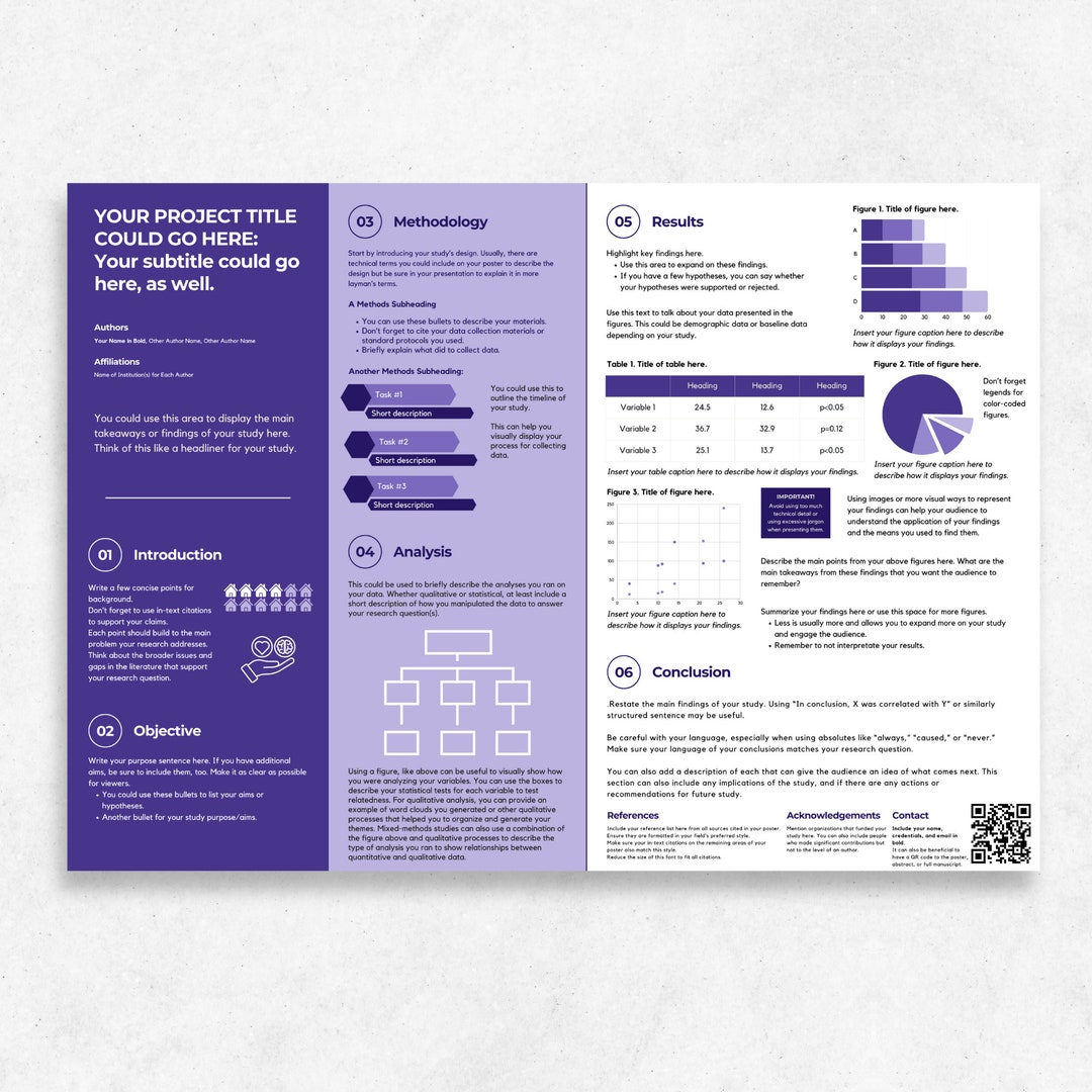 Purple Academic Poster Template, Research Conference Powerpoint (PPTX ...