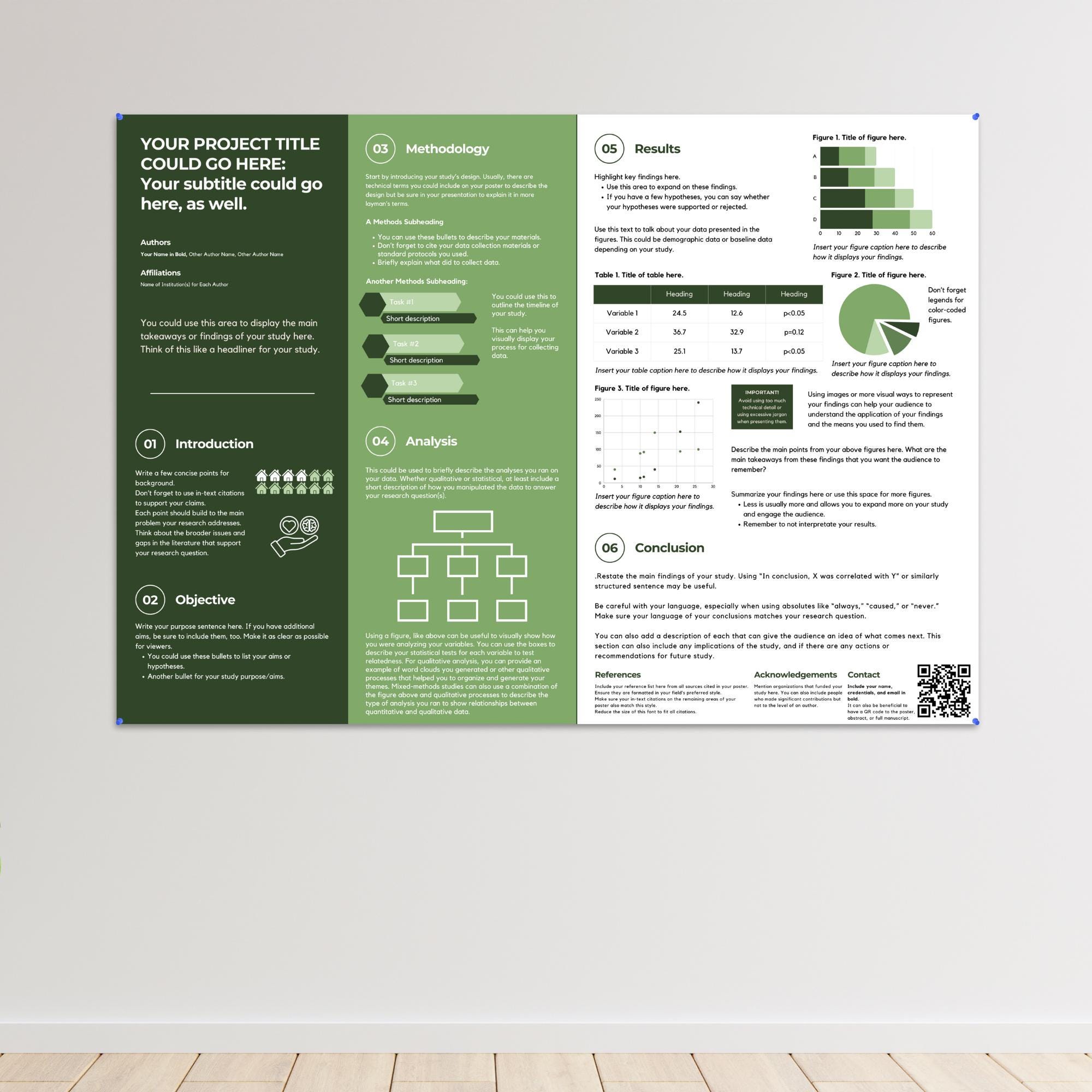 Green Academic Scientific Research A0 Poster, Editable Template ...