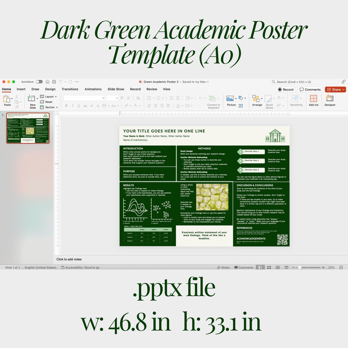 Dark Green Academic Poster Template A0, Powerpoint Template for ...