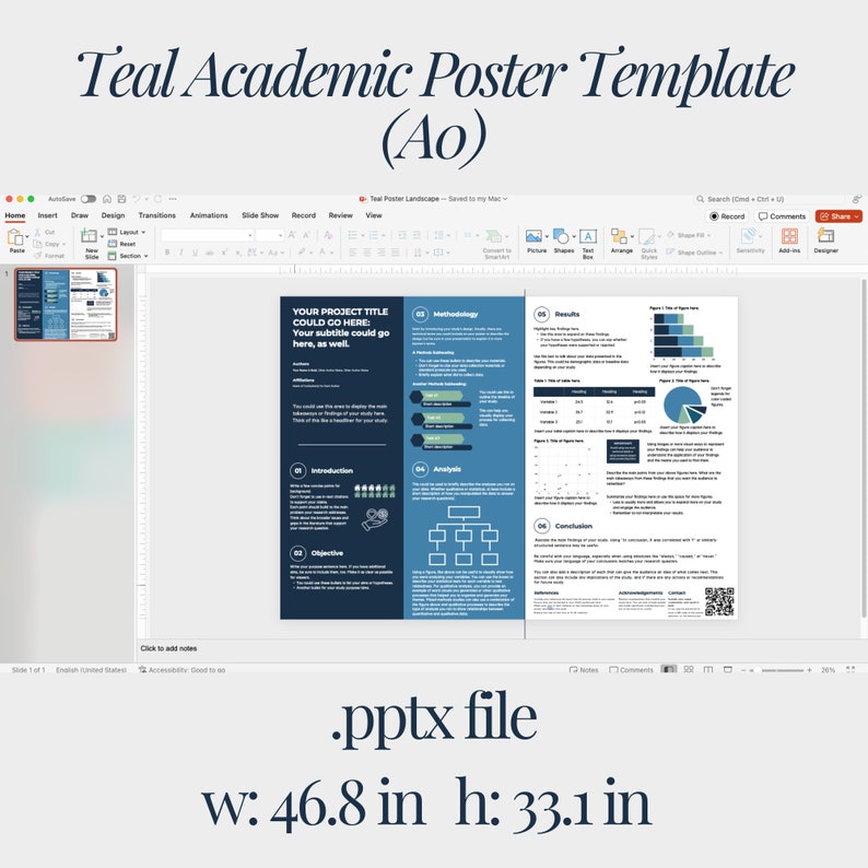 Teal Academic Poster Template A0, Powerpoint Template for Scientific ...