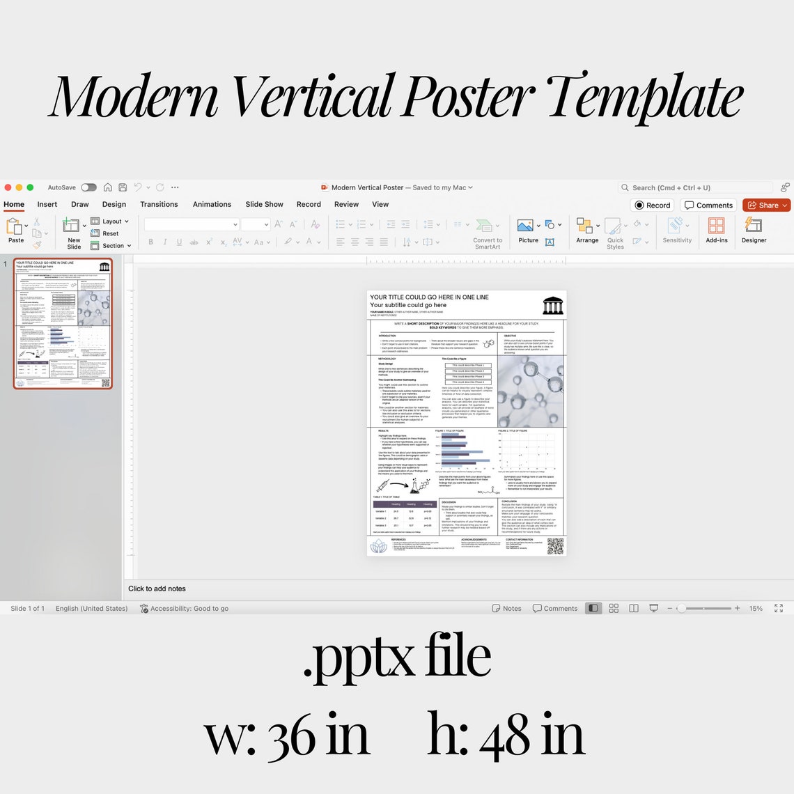 Vertical Academic Poster Template A0, Scientific Conference (PPTX File ...