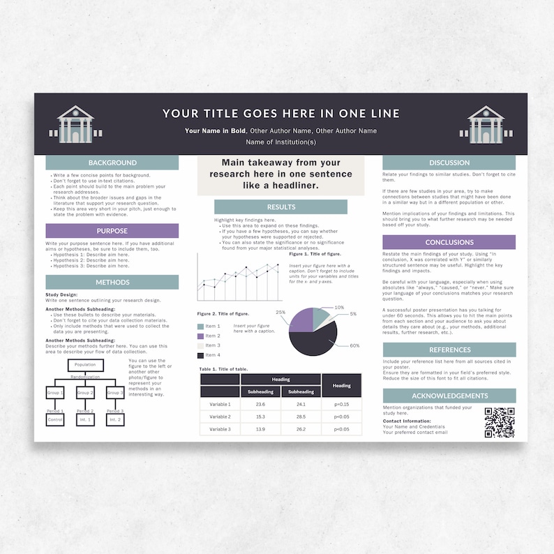 Dark Purple Academic Research Poster Template (PPTX) - Etsy