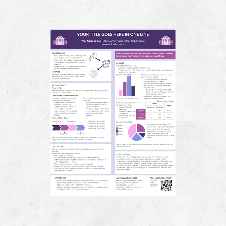 Purple Academic Poster Template, Vertical, Powerpoint Template for ...