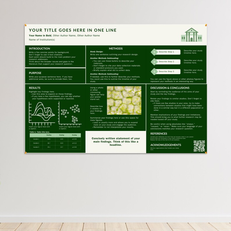 Dark Green Academic Poster Template A0, Powerpoint Template for ...