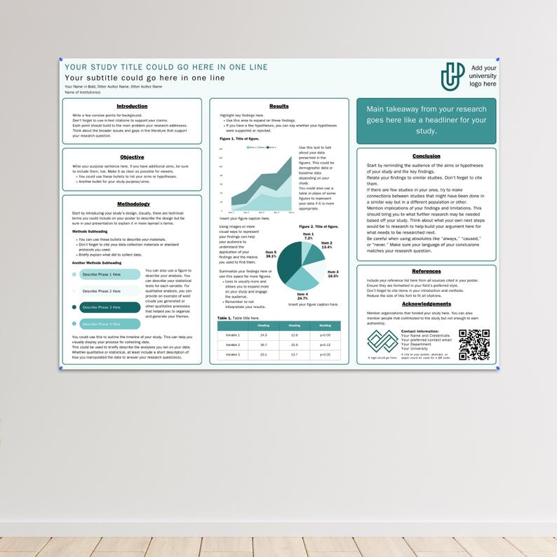 Teal Academic Poster Template A0, Powerpoint Template for Scientific ...