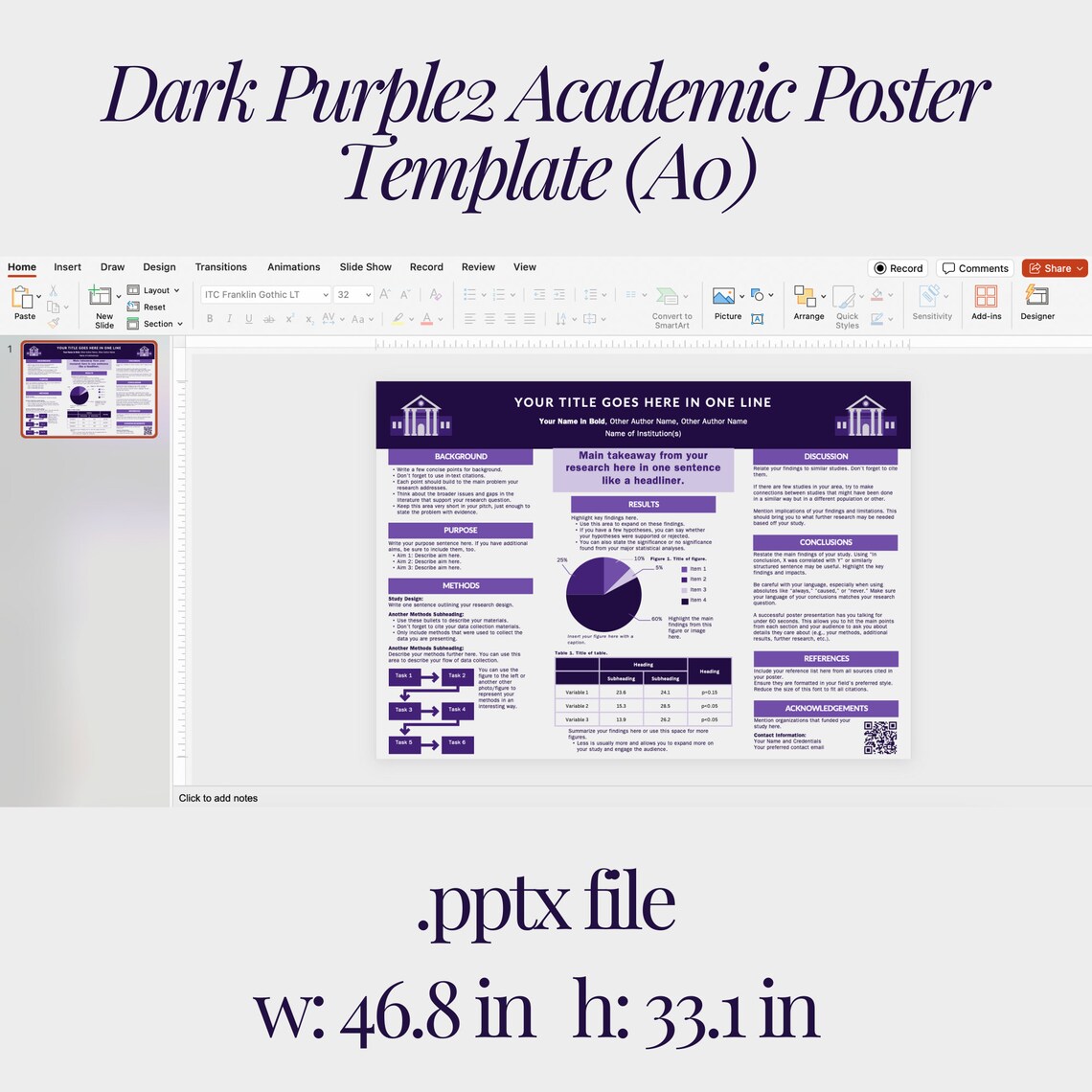 Dark Purple Academic Poster Template A0, Powerpoint Template for ...
