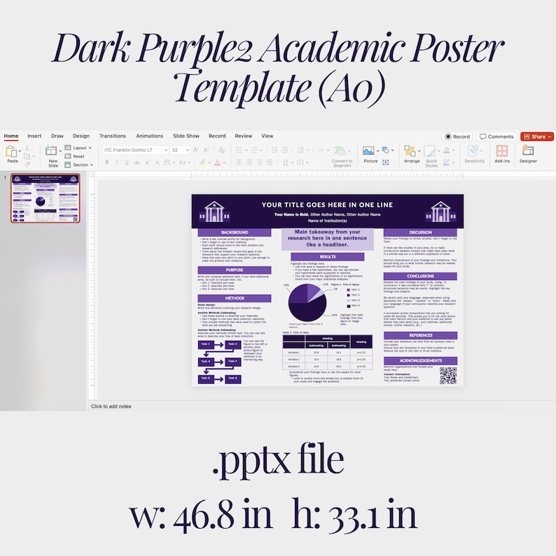 Dark Purple Academic Poster Template A0, Powerpoint Template for ...