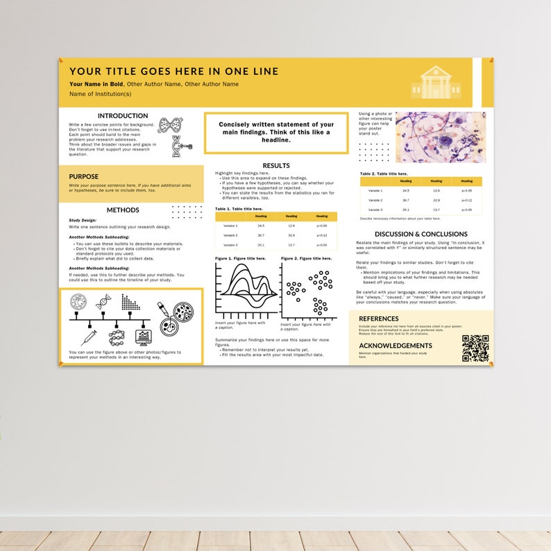 Yellow Scientific Poster, Poster Template A0, Powerpoint Template for ...